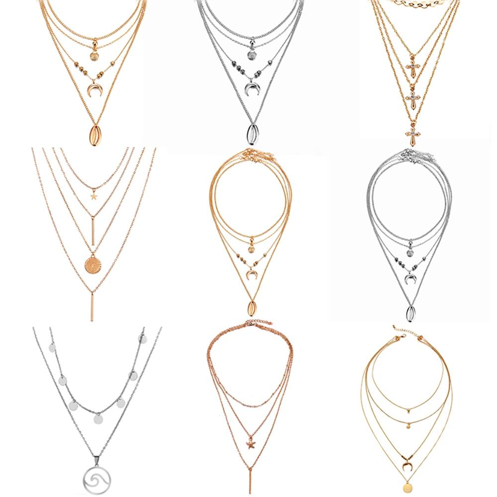 Shiny Multilayer Crystal Shell Moon Necklaces – Boho Bay Gems